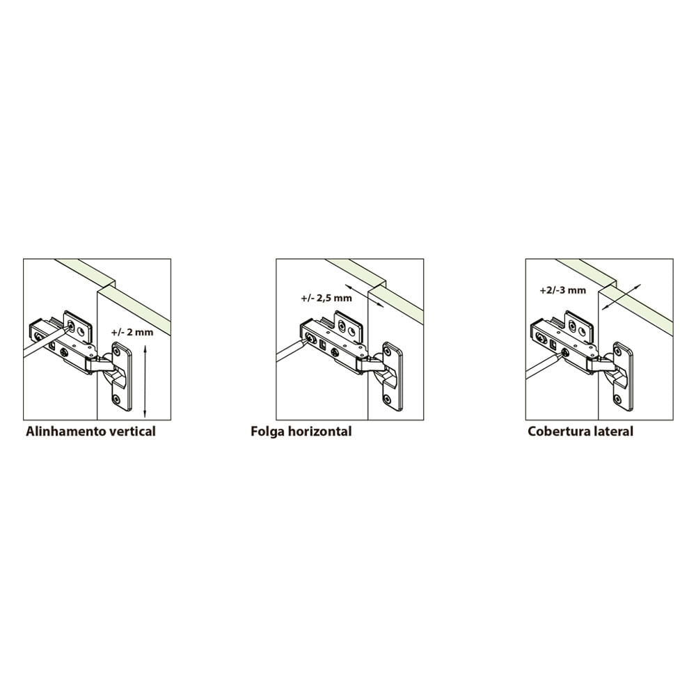 Dobradiça Easy TN Click Slow Inox Curva com calço Duplo FGVTN - varotti